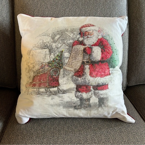 Pottery Barn | Holiday | Pottery Barn Nostalgic Santa List Pillow ...